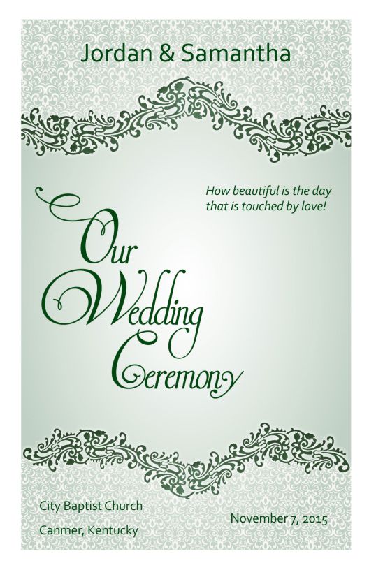 Wedding Program Cover Template 4B