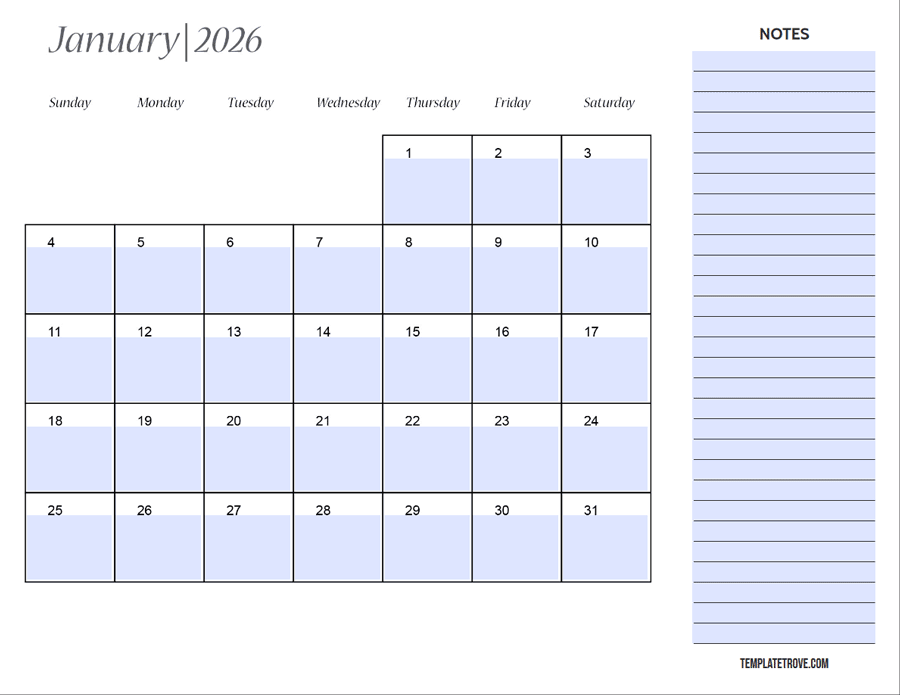 Fillable Calendars