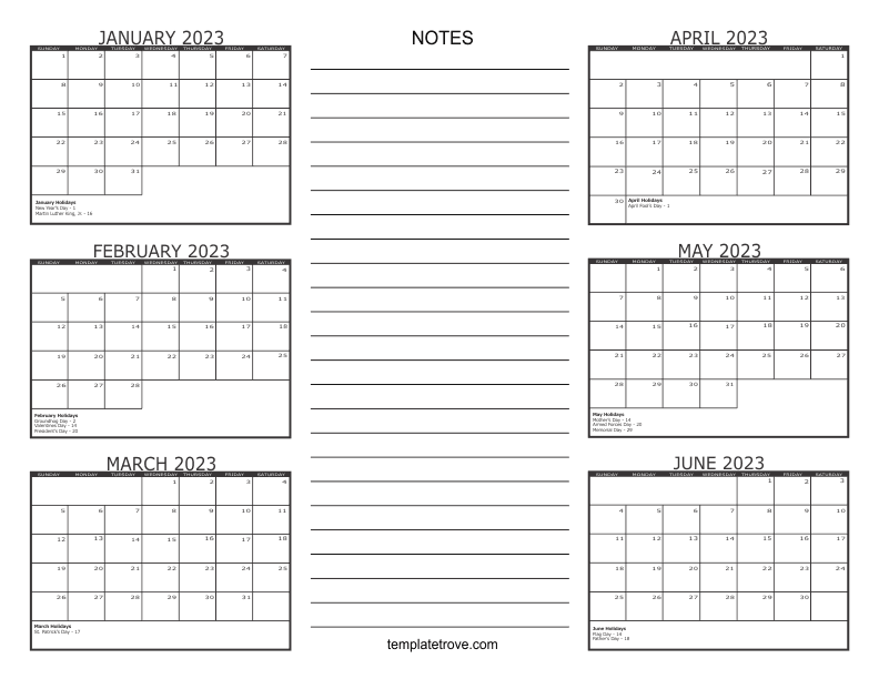 6 Month Calendar January To June 2023 Get Calendar 2023 Update
